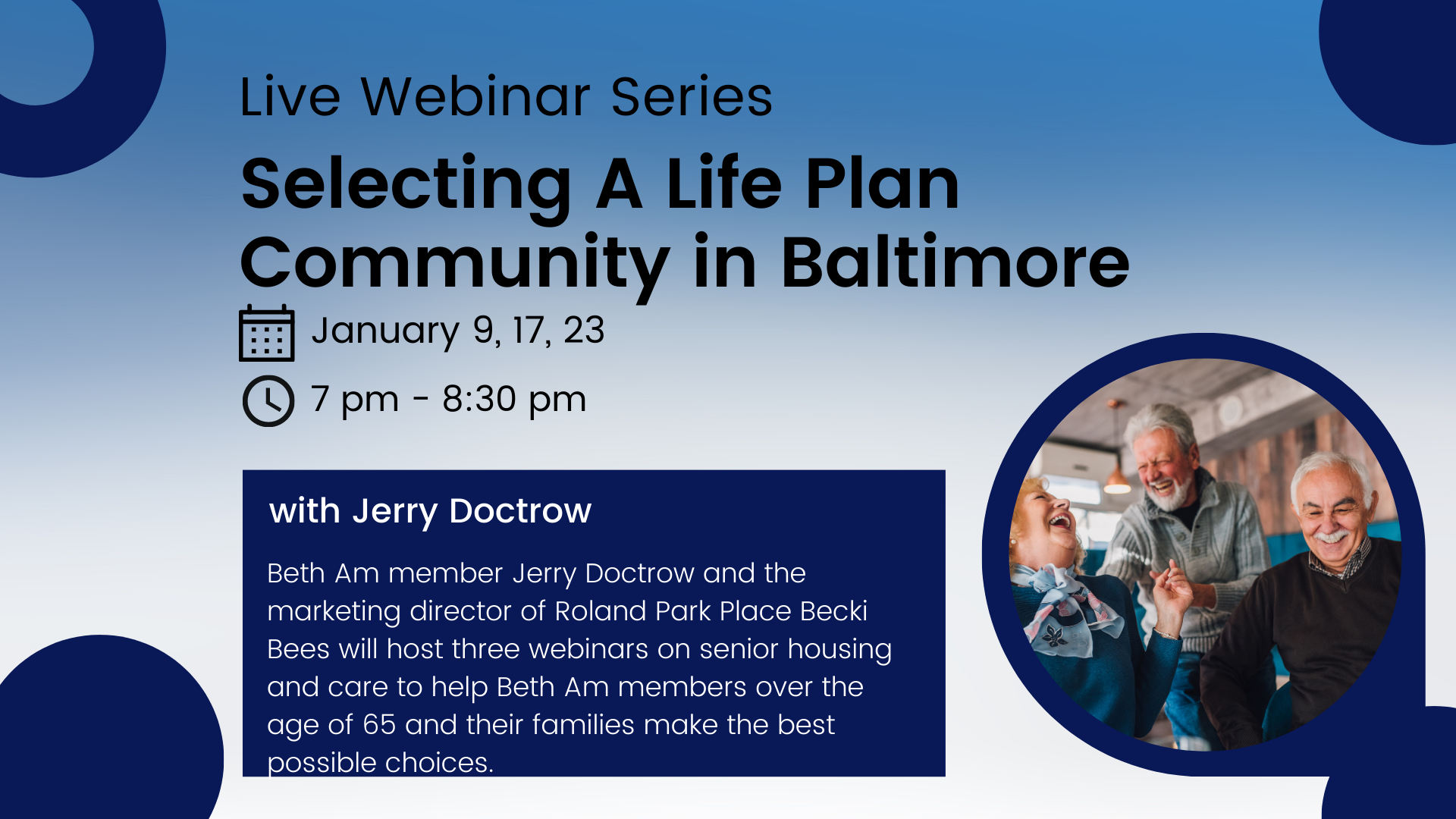 Selecting A Life Plan Community in Baltimore Webinar Series | Beth Am ...
